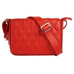 CLUTY Damen Henkeltasche echt Leder, Made in Italy rot