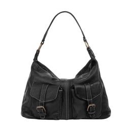 CLUTY Damen Shopper echt Leder, Made in Italy schwarz