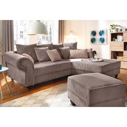 Home Affaire Ecksofa &raquo;King George King Henry, Mega Sofa, Breite 260cm, L-Form&laquo; mit Federkern, in legerer Polsterung und vielen Kissen braun Samtcord &raquo;