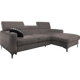 COTTA Ecksofa &raquo;Sammy L-Form&laquo; mit Kopfteilverstellung, wahlweise mit Bettfunktion grau Microfaser PRIMABELLE (100% Polyester);NaturLEDER in Sitz und 