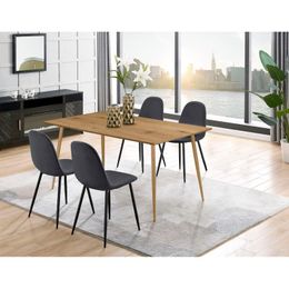 OTTO home Essgruppe &raquo;Eadwine, TOPSELLER! Tisch plus 4 St&uuml;hle, Sitzgruppe&laquo; Esstisch plus 4 Esszimmerst&uuml;hle grau
