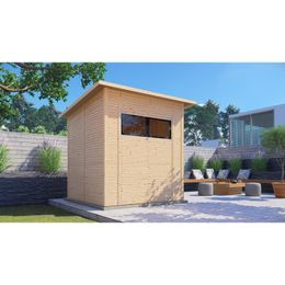 BERTILO Gartenhaus &raquo;Pent Modern 3, in verschiedenen Farben&laquo; mit hohen Seitenw&auml;nden und einer 1,88 m hohen Doppelt&uuml;r beige Massivholz