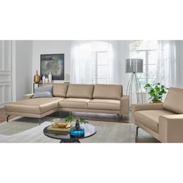 Creation BY ROLF BENZ Ecksofa &raquo;CR.450, Designecksofa, L-Form&laquo; Armlehne breit und niedrig, Alugussf&uuml;&szlig;e in umbragrau, Breite 274 cm beige Luxus-