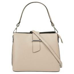 CLUTY Damen Henkeltasche echt Leder, Made in Italy beige
