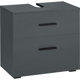 Inosign Waschbeckenunterschrank &raquo;Skara&laquo; mit Klappe und Schubkasten, schwarze Griffe, Breite 60 cm, H&ouml;he 55 cm grau Spanplatte