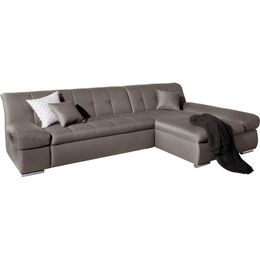 DOMO collection Ecksofa &raquo;Mona L-Form&laquo; wahlweise mit Bettfunktion grau Struktur fein 100% Polyester;Chenilleoptik 100% Polyester;SOFTLUX/Struktur fein 