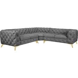 Home Affaire Chesterfield-Sofa &raquo;Ecksofa GLYNIS L-Form mit Wellenunterfederung, Ma&szlig;e B/T/H 264/264/75cm&laquo; aufw&auml;ndige Knopfheftung, moderne Chesterfield 