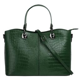 CLUTY Damen Henkeltasche echt Leder, Made in Italy gr&uuml;n
