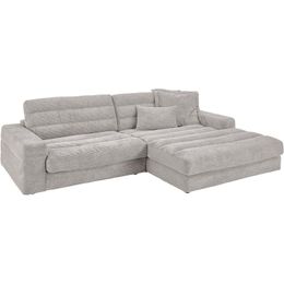 3C Candy Ecksofa &raquo;Stripes Mega-Sofa, bequem und komfortabel, L-Form&laquo; Lose R&uuml;ckenkissen, mit feiner Quersteppung, Cord-Bezug grau 88% Polyester, 12% 