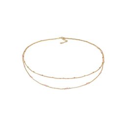 Elli Damen Gliederkette &raquo;Layer Rosa Quarz Kugeln Beads 925 Silber&laquo; gold