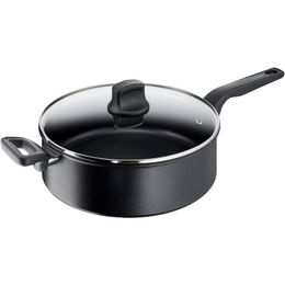 Tefal Schmorpfanne &raquo;Hard Titanium Pro&laquo; Aluminium Induktionspfanne, Temperaturanzeiger, Made In France, Glasdeckel,28 cm schwarz