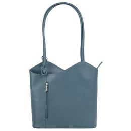 CLUTY Damen Cityrucksack echt Leder, Made in Italy blau B/H/T: 29cm x 28cm x 9cm, onesize
