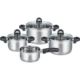 ELO Basic Topf-Set &raquo;Turmalin&laquo; Set, je 1 Fleischtopf &Oslash; 16/20/24 cm, 1x Stielkasserolle &Oslash; 16 cm, 7 Stk. tlg. Edelstahl 18/10 silber