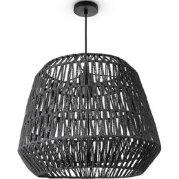 Paco Home Pendelleuchte &raquo;POMI&laquo; E27 Pendelleuchte Korb Lampe Esszimmerlampe Rattan Papier Boho E27 schwarz