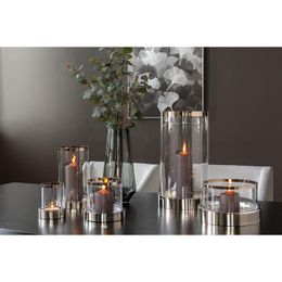 Fink Windlicht &raquo;EMPIRE, Kerzenhalter, Dekoglas, elegantes Design&laquo; in hochwertiger Qualit&auml;t mit Platinumauflage und mundgbelasenem Glas silber Eisen, Glas