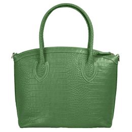 CLUTY Damen Henkeltasche echt Leder, Made in Italy gr&uuml;n