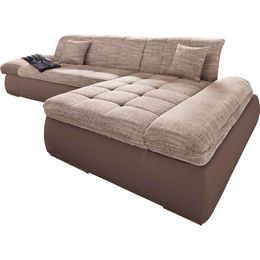 DOMO collection Ecksofa &raquo;Moric Luxus - B/T/H 300/172/80 cm, XXL-Format&laquo; braun Kunstleder SOFTLUX / Struktur (90% Polyester, 10% Polyacryl)