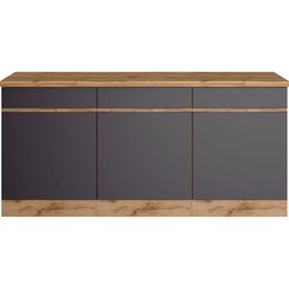 KOCHSTATION Unterschrank &raquo;KS-Riesa&laquo; Breite 180 cm, MDF-Fronten grau Holzwerkstoff