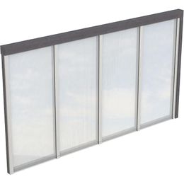 Skan Holz Carport-Seitenwand m. Polycarbonat, Wandanbau grau Holzwerkstoff