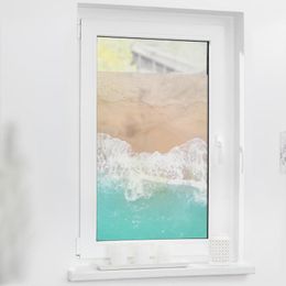 LICHTBLICK ORIGINAL Fensterfolie &raquo;Fensterfolie selbstklebend, Sichtschutz, The Beach - T&uuml;rkis Beige&laquo; 1 Stk. blickdicht glatt statisch haftend blau 