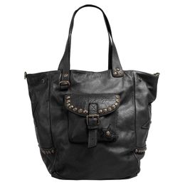 Samantha Look Damen Shopper echt Leder, Made in Italy schwarz