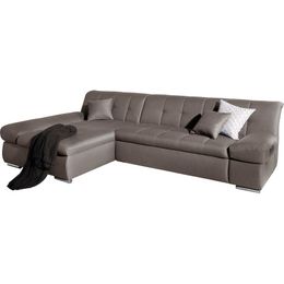 DOMO collection Ecksofa &raquo;Mona L-Form&laquo; wahlweise mit Bettfunktion grau Struktur fein 100% Polyester;Chenilleoptik 100% Polyester;SOFTLUX/Struktur fein 