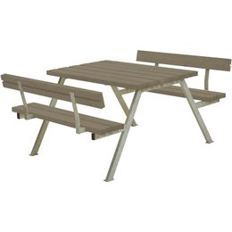 Plus Garten-Essgruppe &raquo;Alpha Kombim&ouml;bel mit 2 R&uuml;ckenlehnen&laquo; 1 Stk. tlg. 118x185x76/45 cm grau FSC -zertifizierter Holzwerkstoff, Stahl