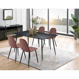 OTTO home Essgruppe &raquo;Eadwine, TOPSELLER! Tisch plus 4 St&uuml;hle, Sitzgruppe&laquo; Esstisch plus 4 Esszimmerst&uuml;hle rosa