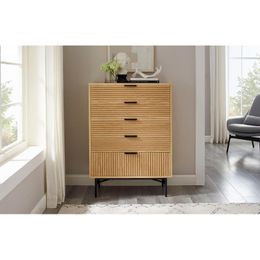 Salesfever Kommode &raquo;Visby Designer Sideboard mit Stil&laquo; Eiche Echtholzfurnier beige Furnier, MDF, Metall