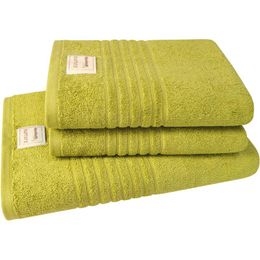 Dyckhoff Handtuch Set &raquo;Nature&laquo; Set 3 Stk. Frottier 3er Set: 2x Handt&uuml;cher, je 50 x 100 cm & 1x Badetuch 70 x 140 cm gr&uuml;n Frottier, Obermaterial: 100% Baumwolle