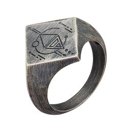 CAI Ca&iuml; Herren CA&Iuml; Fingerring &raquo;925 Silber Siegelring Raute matt oxidiert Tattoo Motiv&laquo; silber
