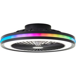 Brilliant LED Deckenleuchte &raquo;Palmero&laquo; 1 Stk. warmwei&szlig; - kaltwei&szlig; mit Ventilator, &Oslash; 47 cm, IC-RGB, 5000 lm, dimmbar, 2700-6500 K schwarz