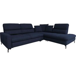 Alina Ecksofa &raquo;Louis&laquo; Breite 260 cm, R&uuml;ckenlehnenverstellung, wahlweise mit Bettfunktion blau Struktur fein TCM (100% Polyester)