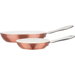 GSW Pfannen-Set &raquo;Kupfer-Bronze&laquo; Aluminium Set, 1x Bratpfanne &Oslash; 20 cm- H. 4,3 cm, 1x Bratpfanne &Oslash; 28 cm - H. 5,4 cm, 2 Stk. tlg. Induktion bunt