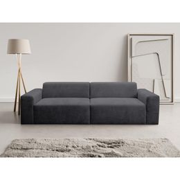 WERK2 Sofa &raquo;Zeus 3-Sitzer, Big-Sofa, Breite 256cm, Tiefe 105cm, modern & bequem&laquo; Curvy Trend 3-Sitzer mit urbaner Optik grau 100% Polyester