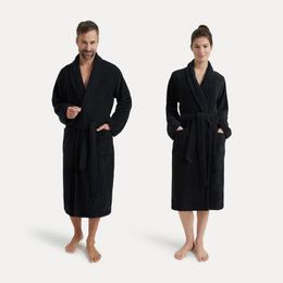 M&ouml;ve Unisex-Bademantel &raquo;Basic&laquo; 1 Stk. mit Schalkragen schwarz Walkfrottier