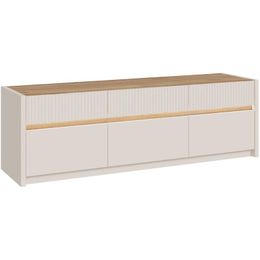 FORTE Lowboard &raquo;Oak Squere TV-Board, TV-Schrank&laquo; TV-Board, Beleuchtung, grifflos, Klappen beige Spanplatte