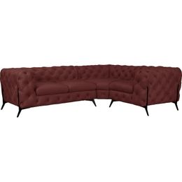 Home Affaire Chesterfield-Sofa &raquo;Amaury L-Form&laquo; moderne Chersterfield-Optik, Breite 262 cm, Fu&szlig;farbe w&auml;hlbar rosa Struktur (100% Polyester);Samtoptik (