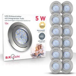 B.K.LICHT LED Einbauleuchte &raquo;12er Set Einbaustrahler, Schwenkbare Deckenspots, flache Spots&laquo; LED-Board 12 Stk. Warmwei&szlig; 3.000K, 400Lm, 4,8W, Kunststoff, 8,2 x 3