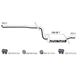 Ernst Mittelschalld&auml;mpfer 156097 f&uuml;r SKODA 1K0253209BJ 1K0253209CS