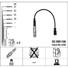 NGK Z&uuml;ndleitungssatz 6349 schwarz f&uuml;r STEYR MAYBACH MERCEDES-BENZ SMART A2661500218 A2661500118 2661500618