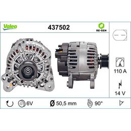 Valeo Generator REMANUFACTURED PREMIUM 437502 14V 110A f&uuml;r SKODA VW SEAT (SVW) AUDI 036903018B 36903024J 36903024JX