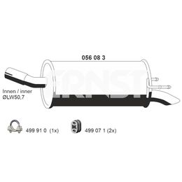 Ernst Endschalld&auml;mpfer 056083 f&uuml;r GENERAL MOTORS OPEL 5852600 13227374