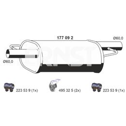Ernst Mittelschalld&auml;mpfer 177092 f&uuml;r VAG 7H0253209 7E0253209E 7E0253209C