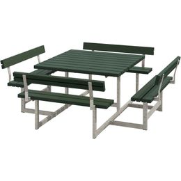 Plus Garten-Essgruppe &raquo;&raquo;Picnic&laquo; Kombim&ouml;bel mit 4 R&uuml;ckenlehnen&laquo; 1 Stk. tlg. 224x224x76/45 cm gr&uuml;n FSC -zertifizierter Holzwerkstoff, Stahl