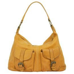 CLUTY Damen Shopper echt Leder, Made in Italy gelb