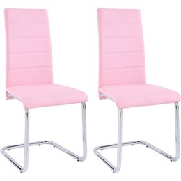 OTTO home Freischwinger &raquo;Adora&laquo; (Set) 4 Stk.(2 oder 4 St&uuml;ck) Bezug in Kunstleder, verchromtes Metallgestell pink 100% Polyurethan;Sitz und R&uuml;cken 