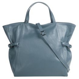 Samantha Look Damen Shopper echt Leder, Made in Italy blau