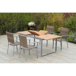 Merxx Garten-Essgruppe &raquo;Savona&laquo; 5 Stk. tlg. grau Aluminium, Kunststoff