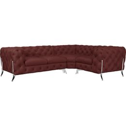 Home Affaire Chesterfield-Sofa &raquo;Amaury L-Form&laquo; moderne Chersterfield-Optik, Breite 262 cm, Fu&szlig;farbe w&auml;hlbar rosa Struktur (100% Polyester);Samtoptik (
